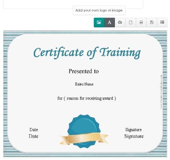Free Certificate of Training Template - Customizable