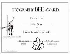 Free Printable Geography Bee Awards