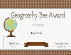 Free Printable Geography Bee Awards