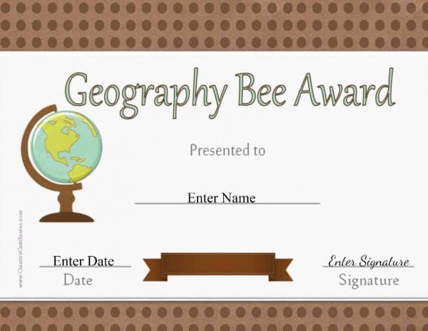 Free Printable Geography Bee Awards