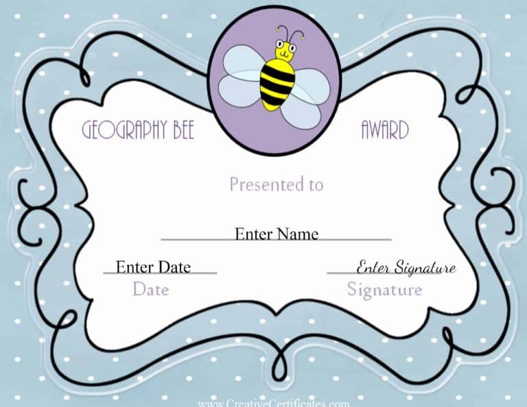 Free Printable Geography Bee Awards