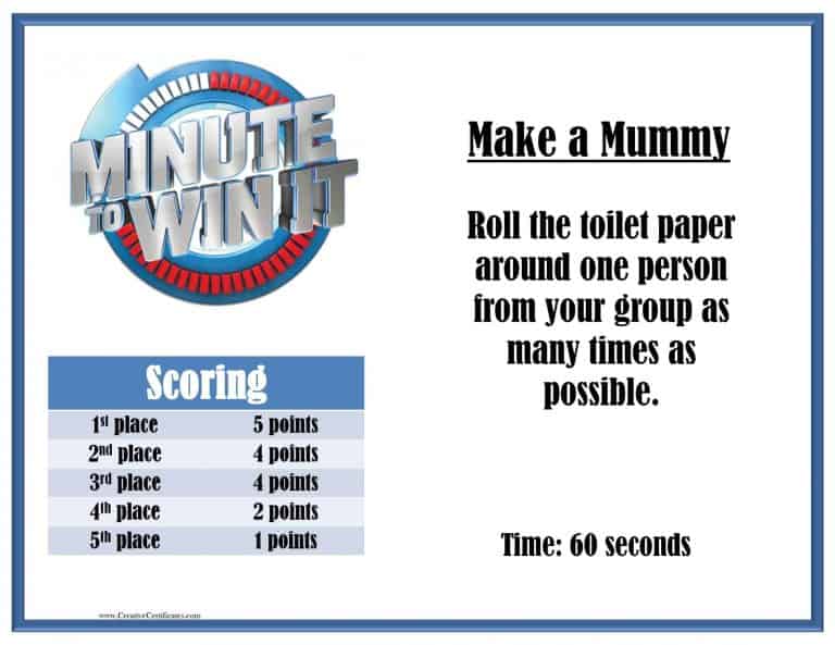 Minute to Win it Games - Free printables