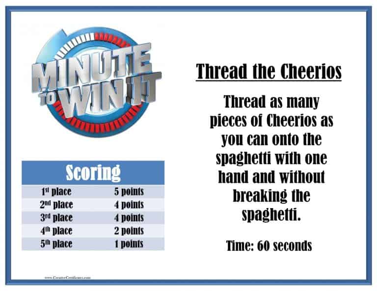 Minute to Win it Games - Free printables
