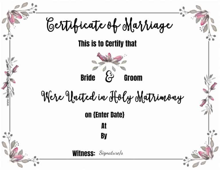 Free Marriage Certificate Template | Customize Online then Print