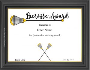 Free Printable Lacrosse Awards and Certificates | Customizable