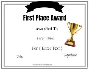 FREE Winner Certificate template | Customize Online & Print at Home