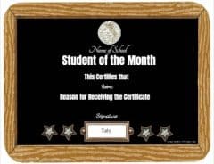 Free Editable Printable Student of the Month Certificate