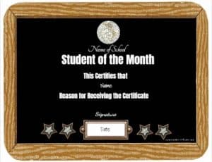 Free Editable Printable Student of the Month Certificate