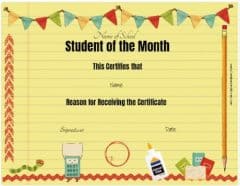 Free Editable Printable Student of the Month Certificate