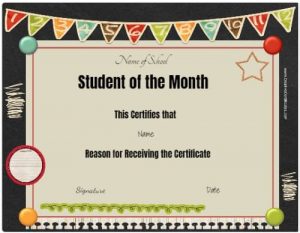 Free Editable Printable Student of the Month Certificate