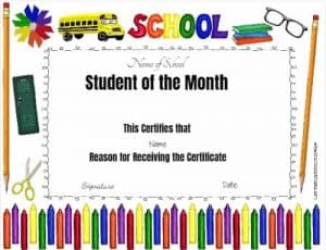 Free Editable Printable Student of the Month Certificate