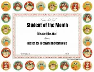 Free Editable Printable Student of the Month Certificate