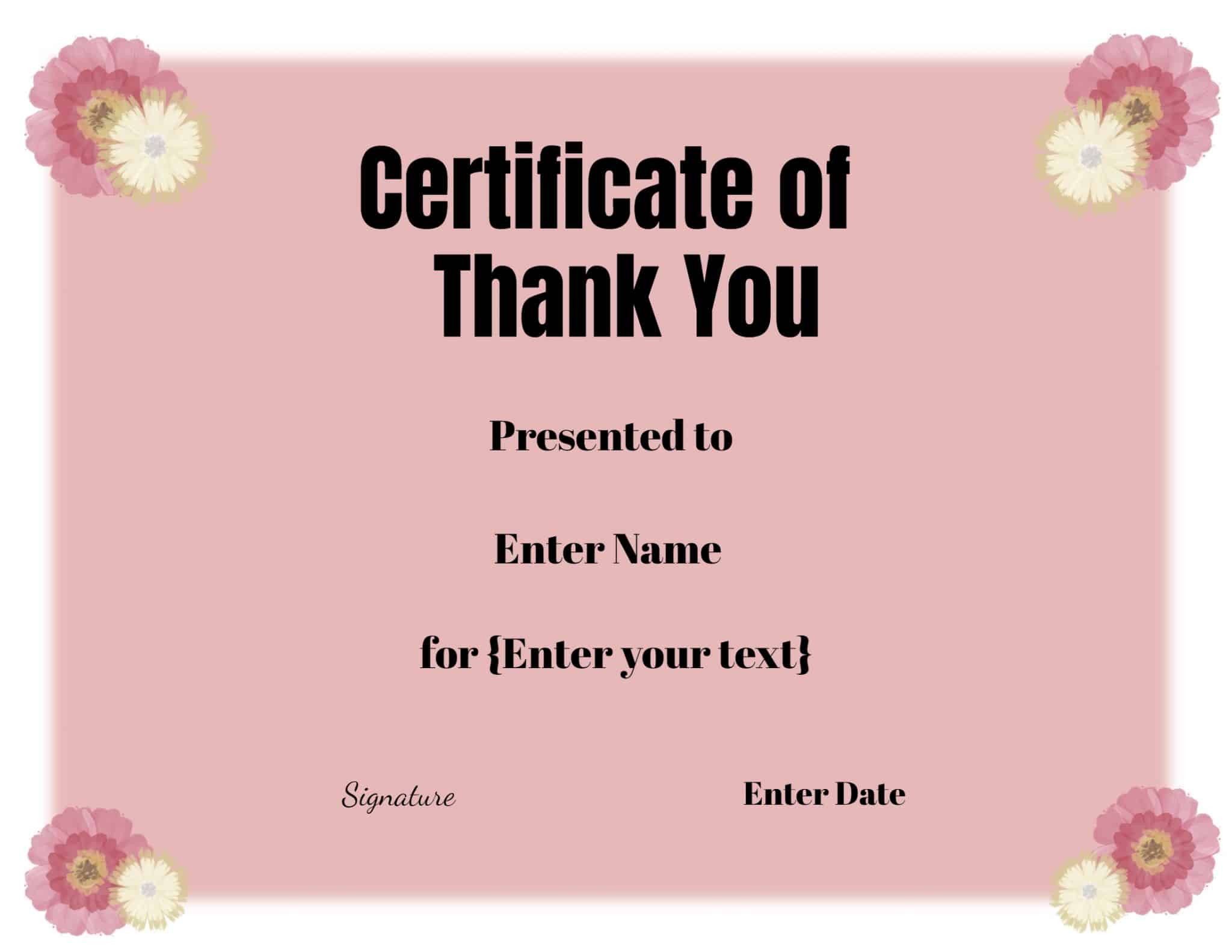 FREE Editable Certificate of Thank You | Edit Online then Print
