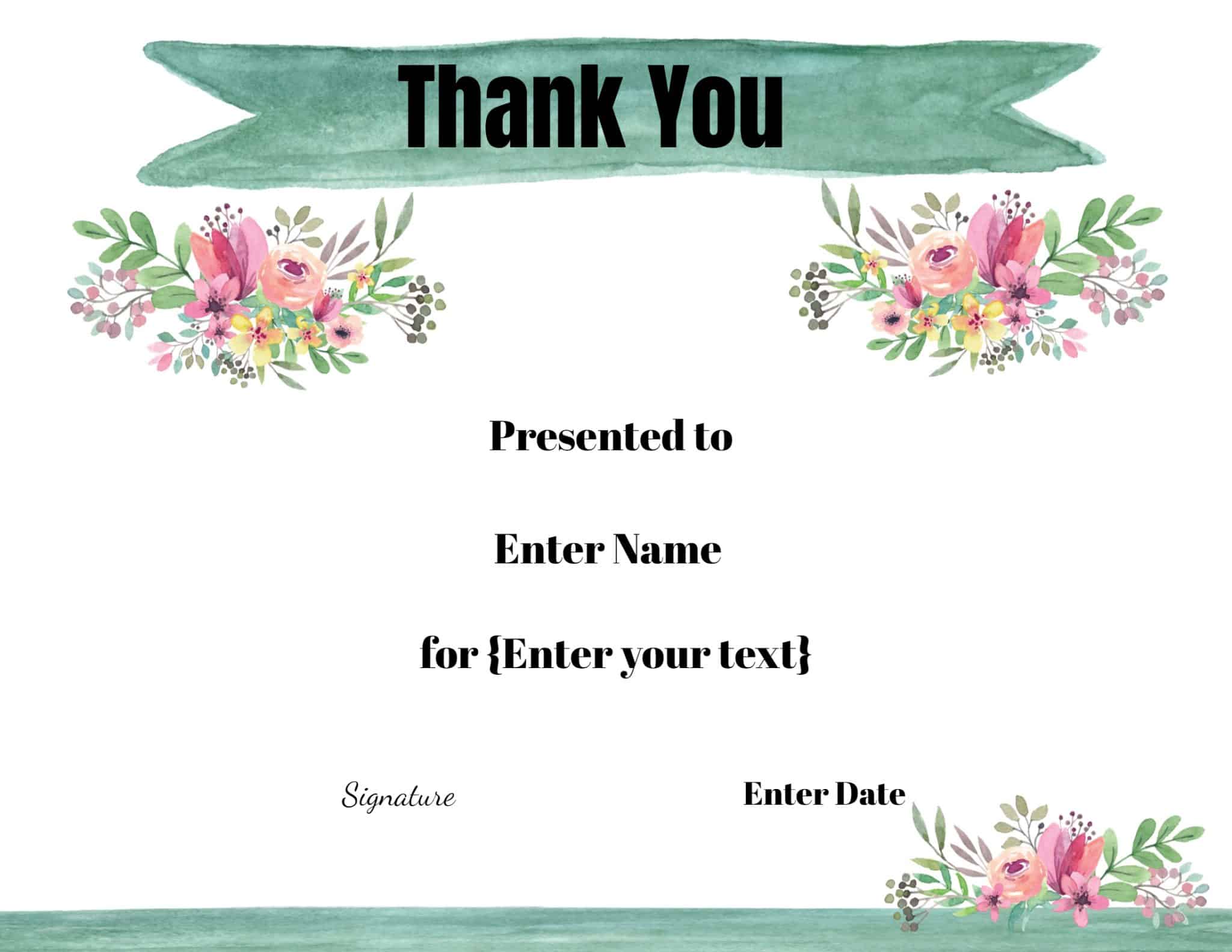 FREE Editable Certificate of Thank You | Edit Online then Print