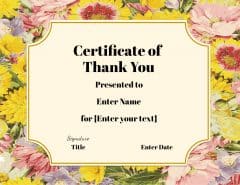FREE Editable Certificate of Thank You | Edit Online then Print
