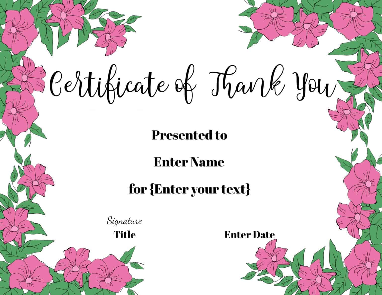 FREE Editable Certificate of Thank You | Edit Online then Print