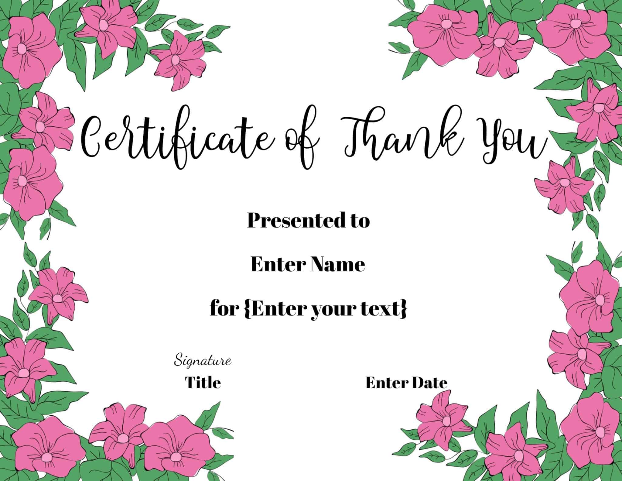FREE Editable Certificate of Thank You | Edit Online then Print
