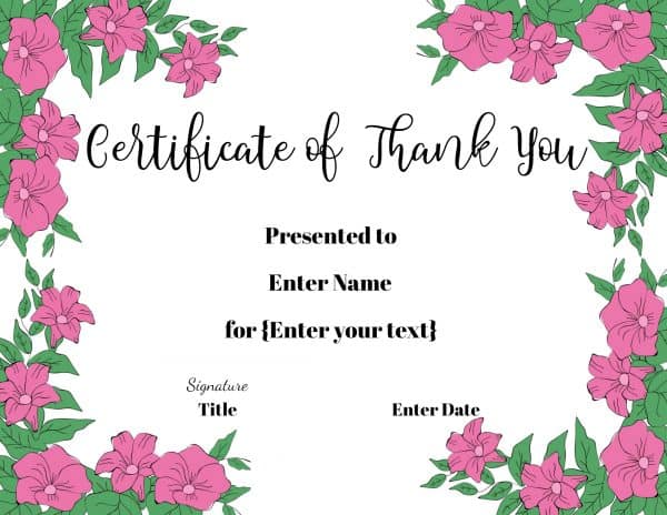 FREE Editable Certificate of Thank You | Edit Online then Print