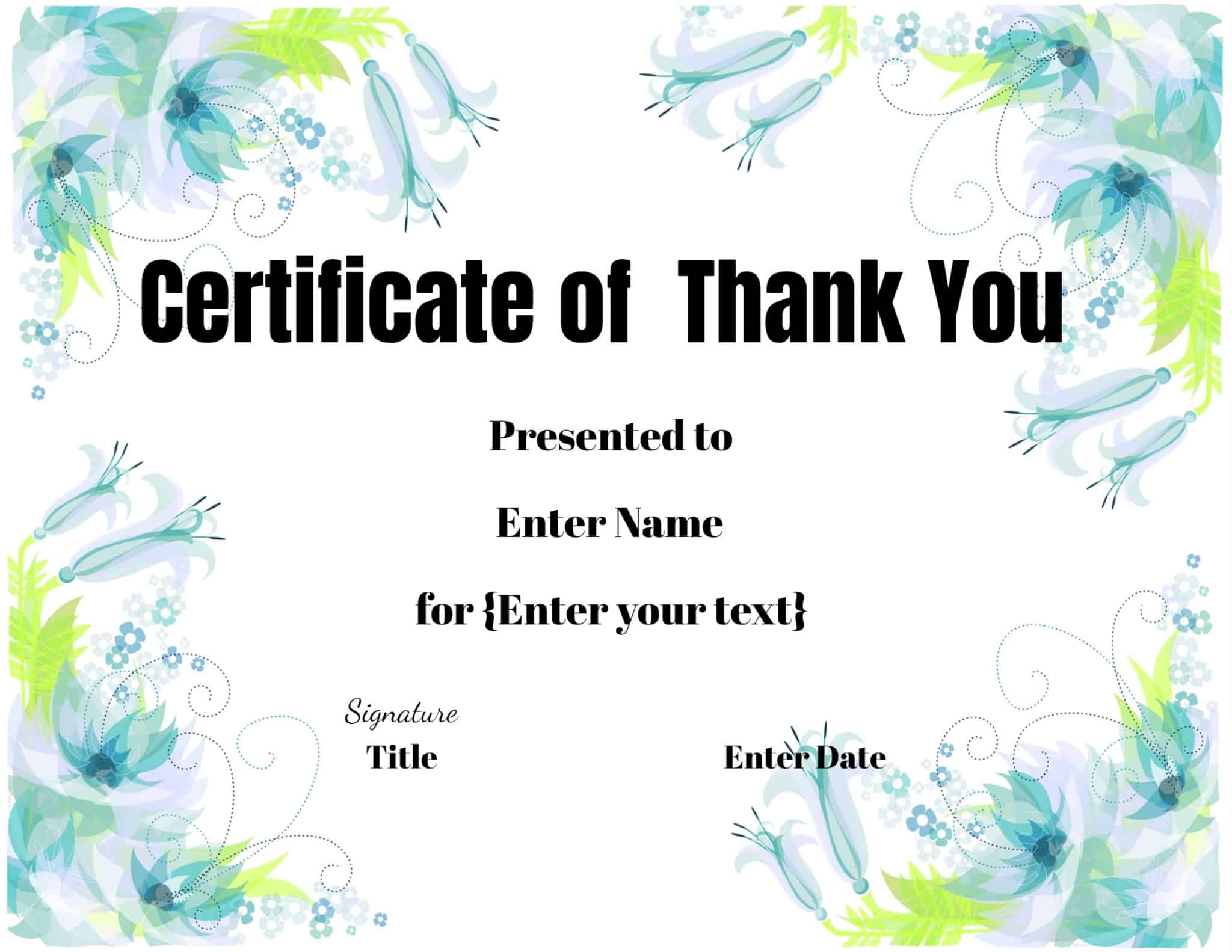 FREE Editable Certificate of Thank You | Edit Online then Print