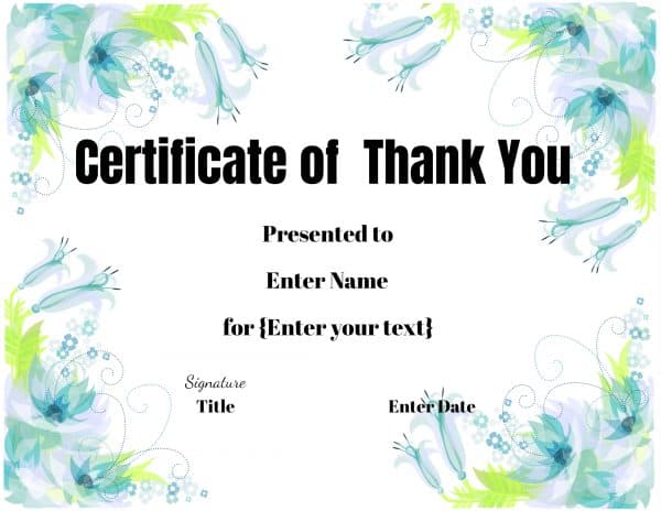 FREE Editable Certificate of Thank You | Edit Online then Print