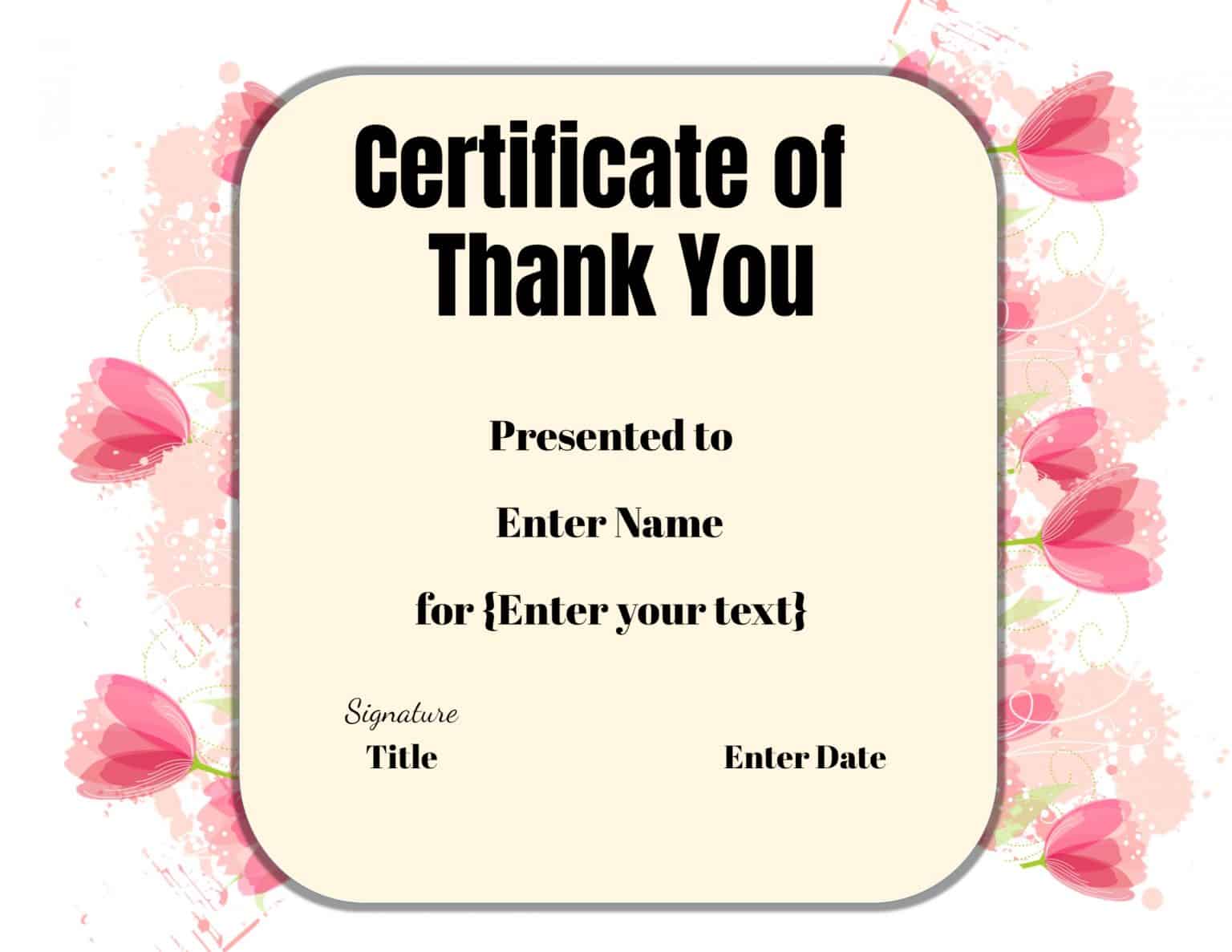 FREE Editable Certificate of Thank You | Edit Online then Print
