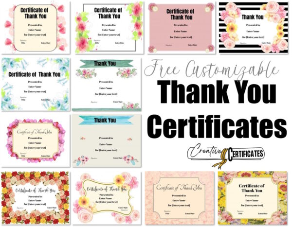 FREE Editable Certificate of Thank You | Edit Online then Print