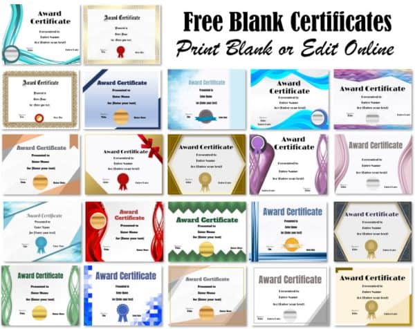 Free Blank Certificate - Print blank or customize online free