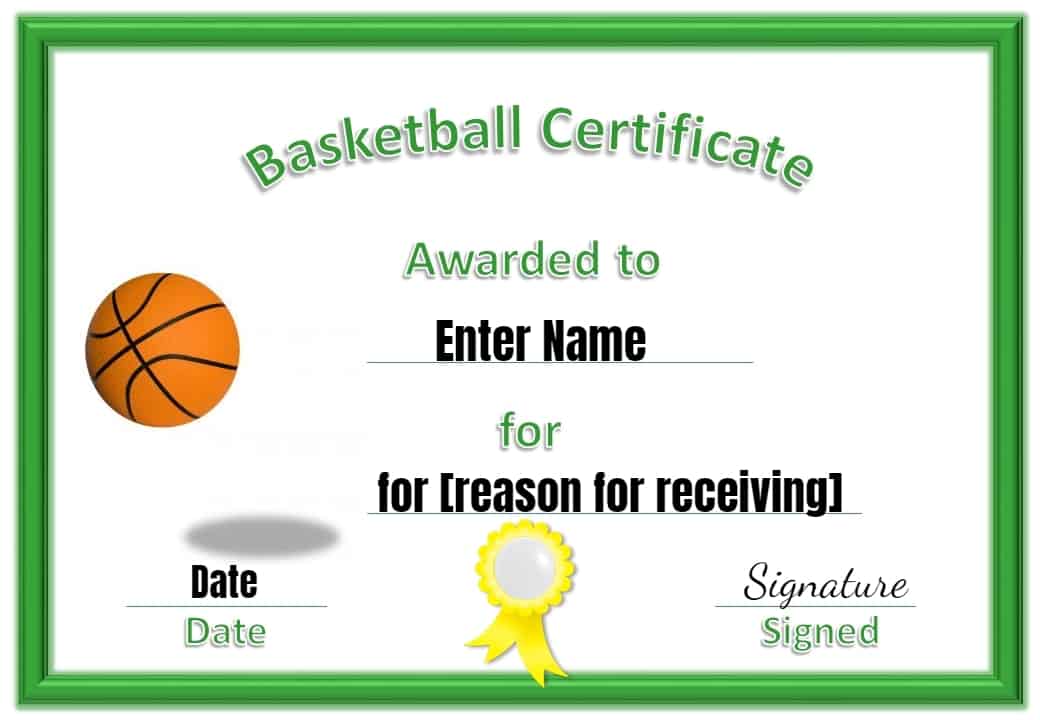 Free Editable & Printable Basketball Certificate Templates