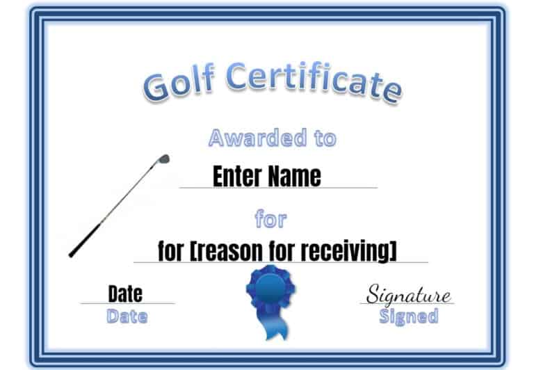 Free Printable Golf Certificates | Customizable