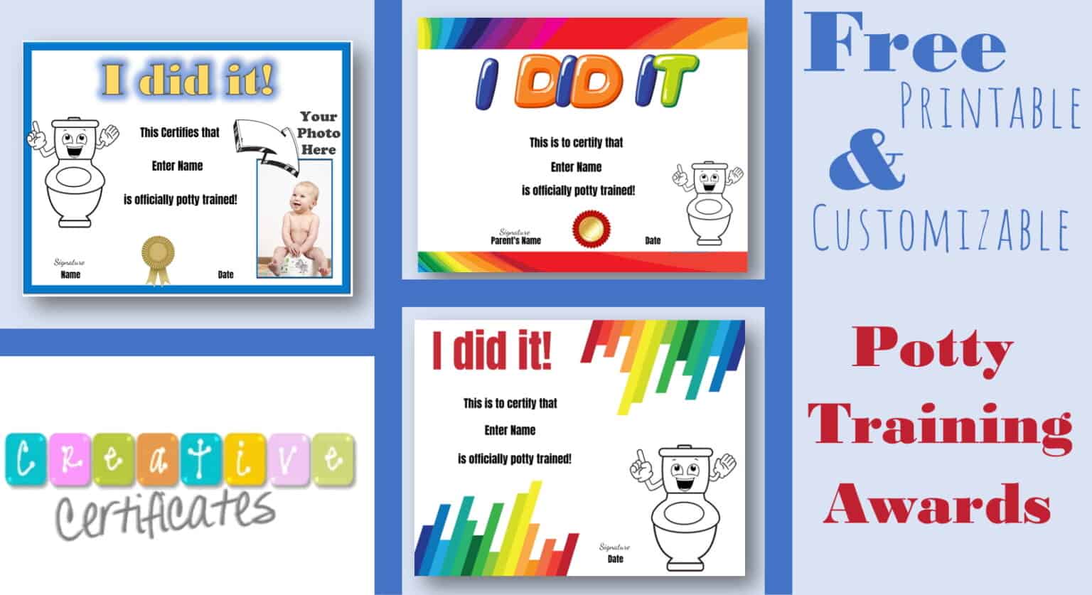 Free Printable Potty Training Award Certificates | Instant Download
