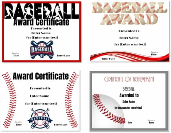 Free Editable Baseball Certificates Customize Online Print At Home