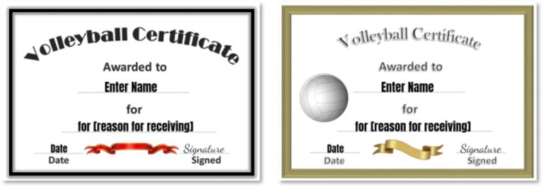 Free Volleyball Certificate Templates - Customize Online