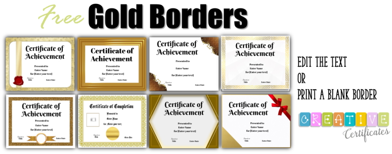 Gold Border Templates | Free Instant Printable Download